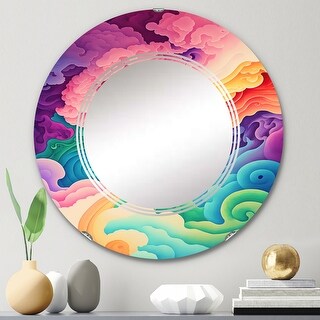 Designart 'Multicolor Swirly Clouds III' Printed Modern Spiral Wall ...
