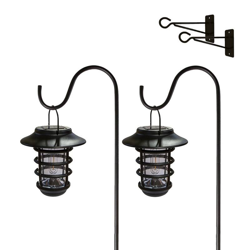 Classy Caps Black Nottingham Solar Hanging Coach Light (Set of 2) - On ...