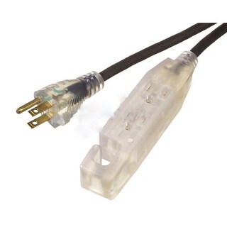 196.85 in. Black Plastic Lighted Triple Outlet Cable American ...