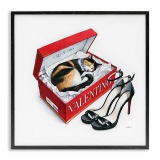 Stupell Trendy Cat Shoebox Framed Giclee Art Design By Amanda Greenwood ...