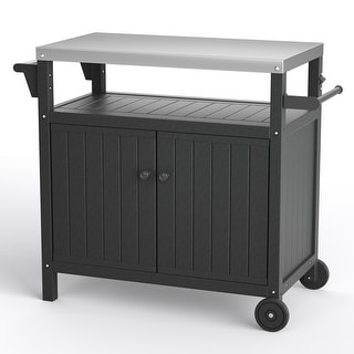 Outdoor Grilling Table with Storage,Outdoor Cabinet,Stainless Steel ...