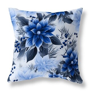 Blue And Grey Holiday Sparkle Faux Suede Throw Pillow Zipper - Bed Bath ...