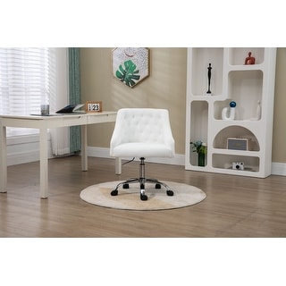 White Velvet Office Swivel Chair Height Adjustable Reception - Bed Bath ...