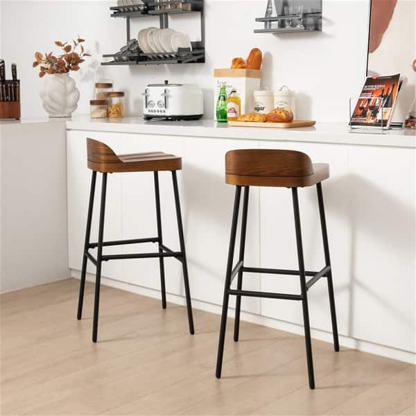 29 Inch Industrial Bar Stools with Low Back Set of 2 - Bed Bath ...