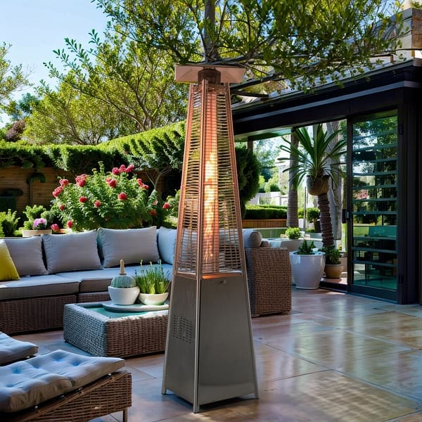 Outdoor 7 Feet Pyramid Flame 42,000 BTU Stainless Steel Propane Patio ...
