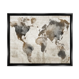 Stupell Vintage Rustic World Map Framed Floater Canvas Wall Art by Conrad Knutsen - Bed Bath ...