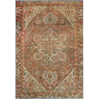 Fine Vintage Distressed Zaure Rust/Green Rug - 6'8" x 9'8" - Bed Bath ...