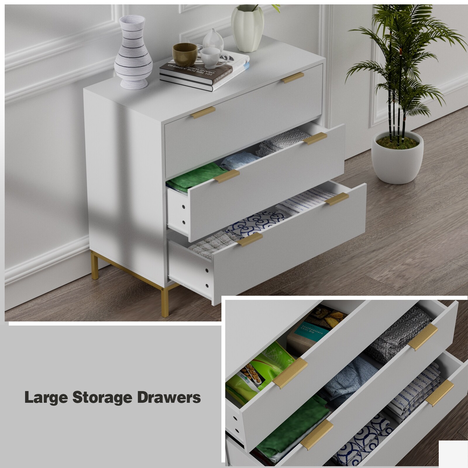 Modern glam 3 drawer dresser store
