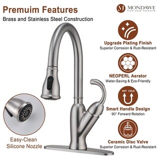 Dual Function Mid Arc Pull Down Single Handle Deck Mount Kitchen Faucet ...