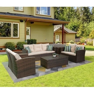 Tappio 6-Piece Patio Rattan Sofa Conversation Set - Bed Bath & Beyond ...