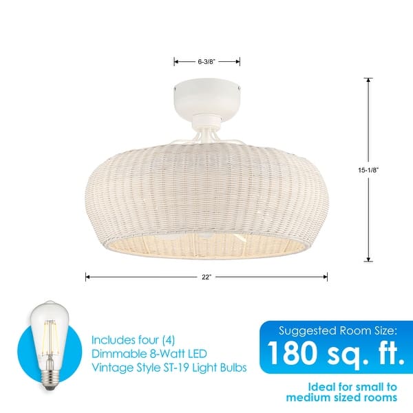 Maribel™ 22 inch Rattan Shade Ceiling Fan with Remote Control and ...
