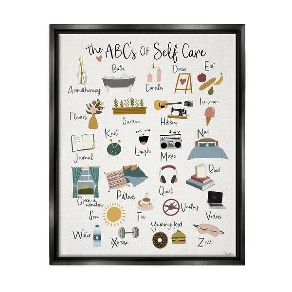 Stupell ABC's of Self Care Adult Relaxation Alphabet Floater Frame ...