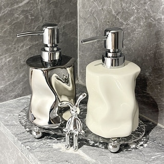 Acrylic Lotion and Soap Pump Dispenser Set with Tray for Bathroom - 6.6 ...