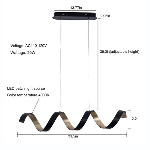 Modern Spiral Island Pendant Wavy LED Lights Chandelier - 31.5" - Bed ...