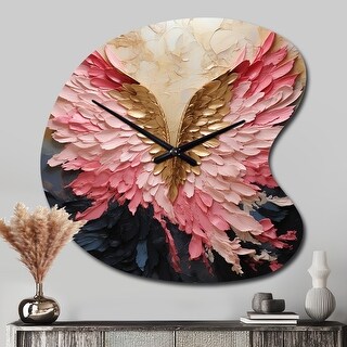 Designart - Pink And Gold Angel Wings - Abstract Spirals Large Wall ...