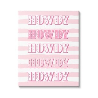 Stupell Howdy Pink & White Stripes Canvas Wall Art Design by Martina ...