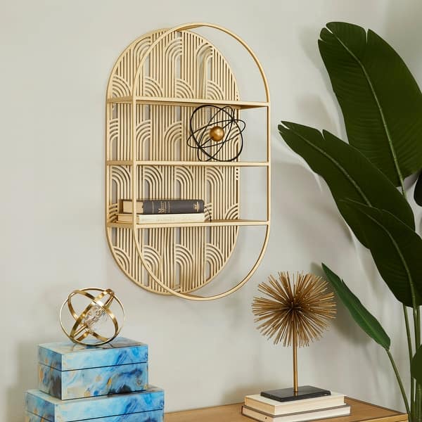 CosmoLiving by Cosmopolitan Gold Metal Oval 3 Level Geometric Wall ...