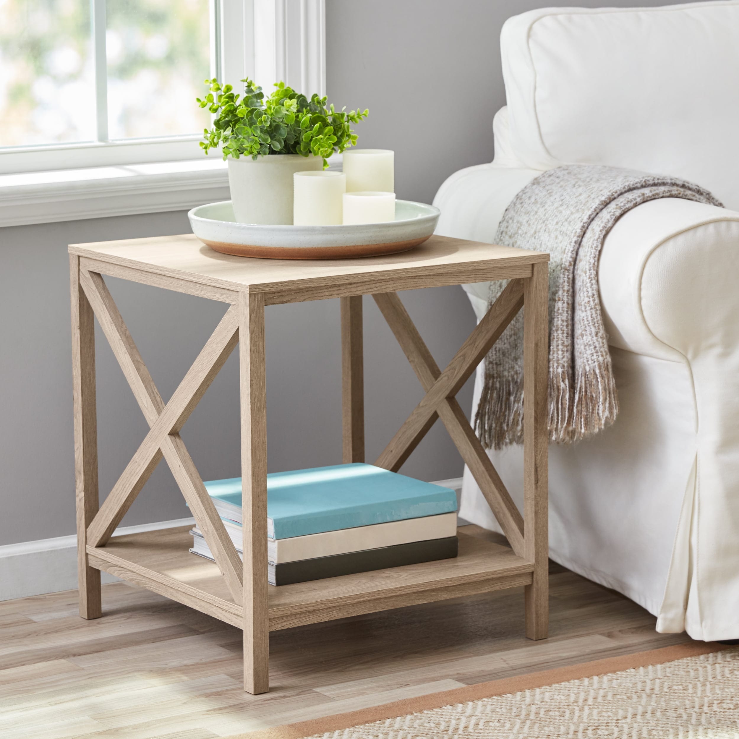 rustic x end table