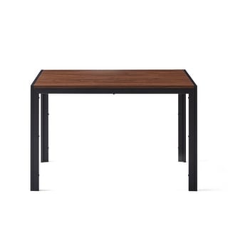Wooden Rectangular Dining Table with Black Metal Legs - Bed Bath ...