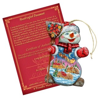 Set of 2 Santa Claus Ride Wooden Snowman Christmas Ornaments 5.5" - Bed ...