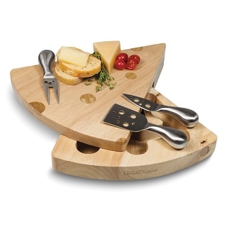 Curata Swiss Cheese-Shaped Rubberwood Serving Board with Cheese Tools ...