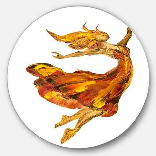Designart 'Fire Ballerina' Portrait Glossy Large Disk Metal Wall Art ...