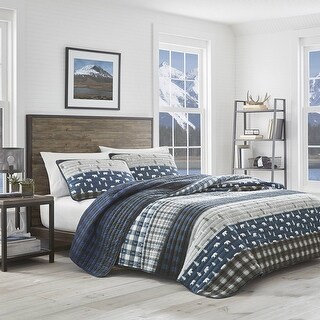 3pc King Plaid Quilt Set Super Soft Lightweight Blue Grey - Bed Bath ...