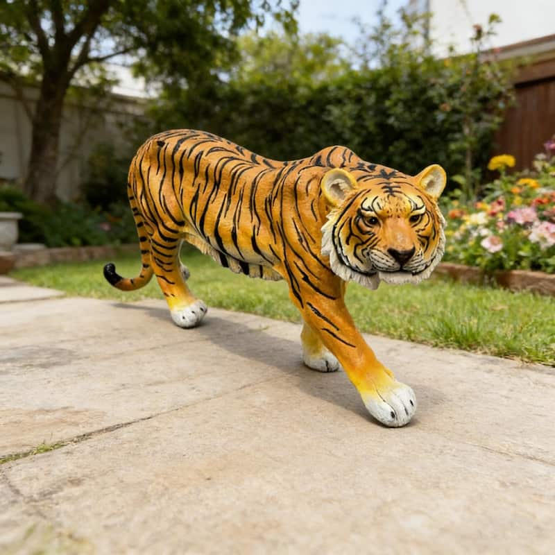 GDFStudio - Resin Simulated Tiger Statue Indoor Outdoor Garden Yard Art ...