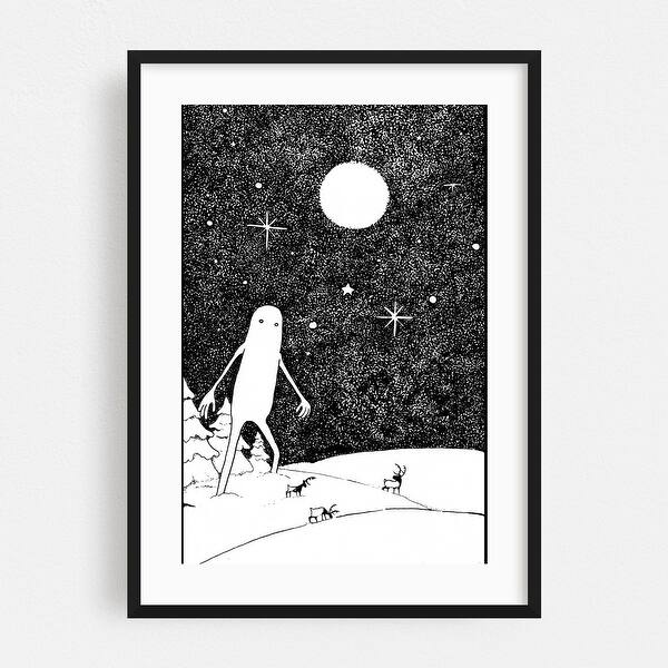 Snow Giant Illustrations Black White Cartoon Cute Art Print/Poster ...