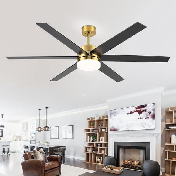 65 Inch Gold Large LED Ceiling Fan with Light and Remote(6-Blade) - On Sale - Bed Bath & Beyond ...