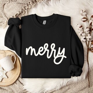 Merry Bold Cursive Puff Graphic Sweatshirt - Bed Bath & Beyond - 42046778