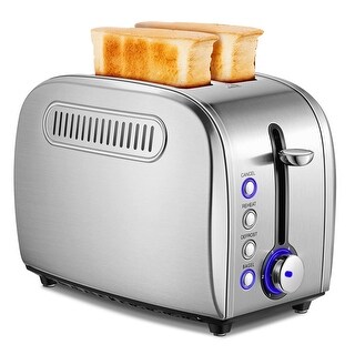 Toaster 2 Slices, Stainless Steel Retro Toaster with 1.5" Extra Wide ...