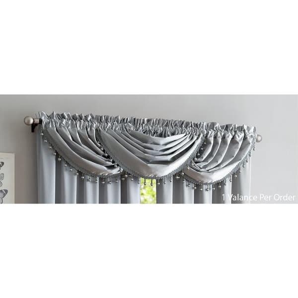 Bridget Crushed Satin Rod Pocket Panel and Waterfall Valance Window ...