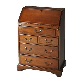 Traditional Solid Wood Secretary in Olive Ash Burl Finish - Medium ...