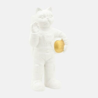 Astro Cat Tabletop Figurine - 12" - White and Gold - Bed Bath & Beyond ...