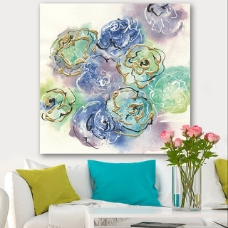 Designart "Pastel Foral Composition II" Cabin & Lodge Canvas Artwork ...