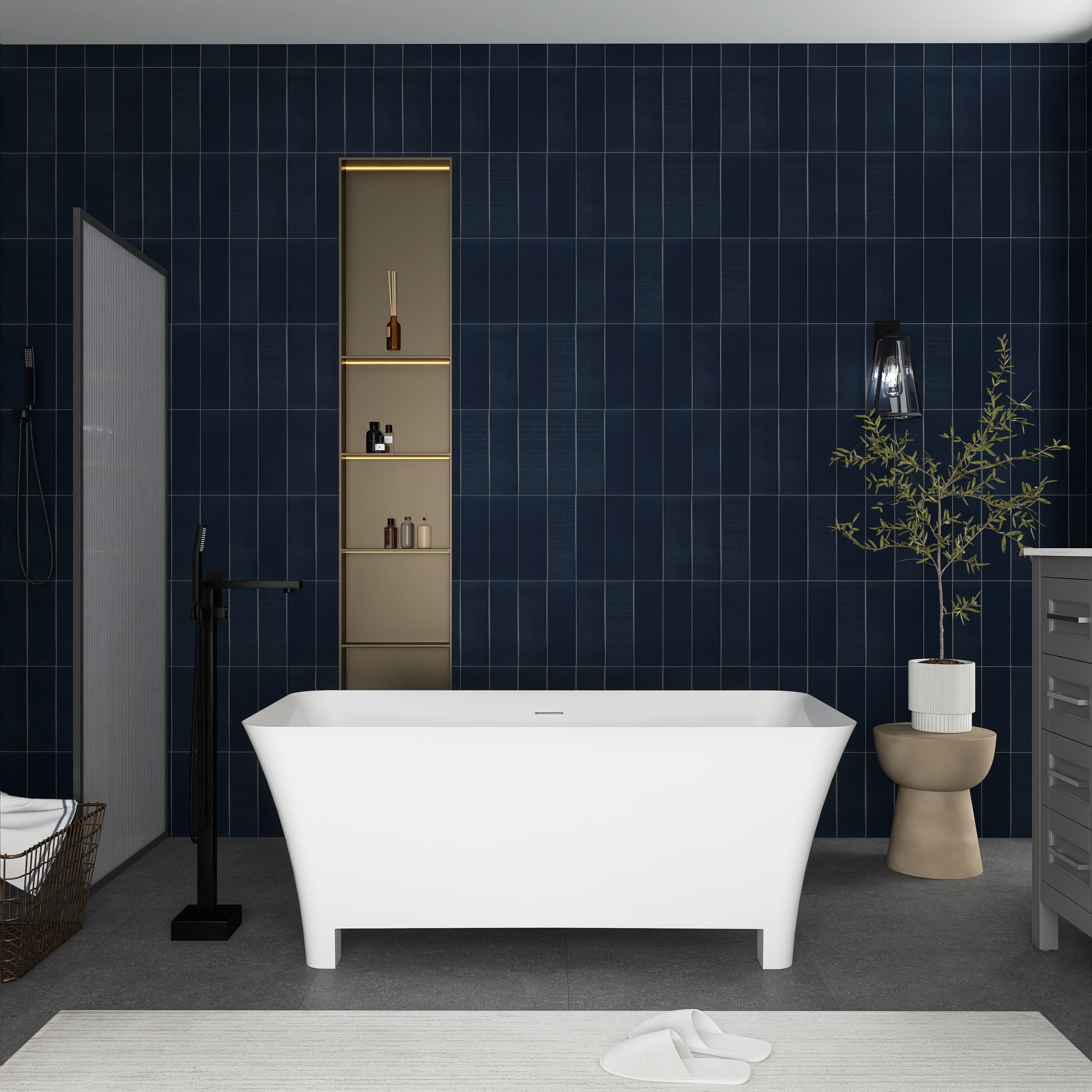 Alvana 69'' Freestanding Bathtub Solid Surface Soaking Tubs - On Sale ...