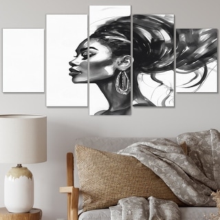 Designart "African American Pierce Woman V" Portrait Multipanel Canvas ...