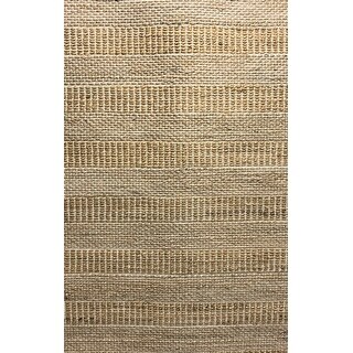 5' x 7' Tan Geometric Striped Area Rug - 60" W x 84" D x 0.5" H - Bed ...