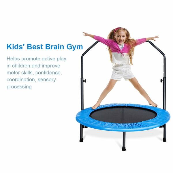 Gymax Mini Rebounder Trampoline With Adjustable Hand Rail Bouncing ...