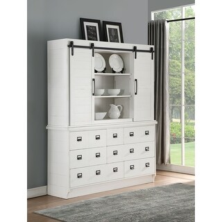 Torin Antique White 9-Drawer and 6-Shelf Buffet and Hutch - Bed Bath ...