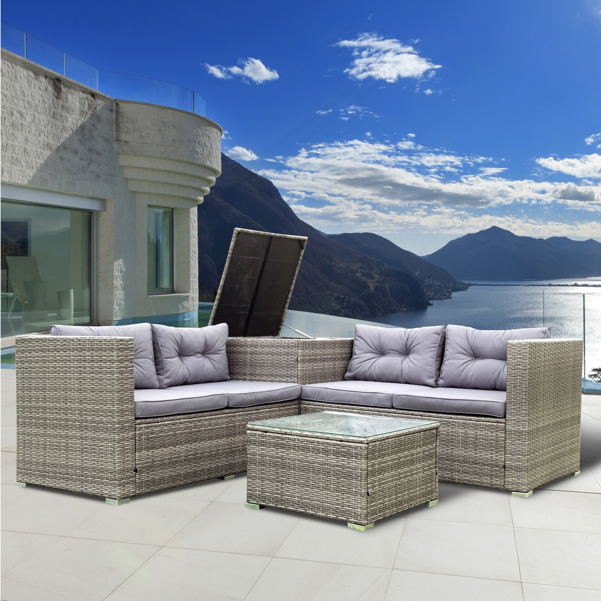 Patio couch with storage store