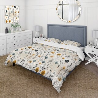 Designart "Minimalism Beige Ferns Pattern" Beige Cottage - Bed Cover ...