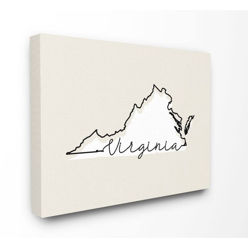Stupell Virginia Home State Map Neutral Print Design,16x20, Proudly ...