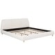 King Size Linen Upholstered Bed Frame with Solid Wood Legs, Foam Padded ...