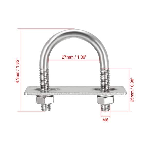 U-Bolts M6 x 27mm 304 Stainless Steel with Nuts Frame Straps 4Pcs ...