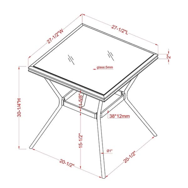 Sken 28-inch Glass Square Patio Dining Table by Furniture of America ...