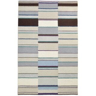 One of a Kind Hand-Tufted Modern & Contemporary 5' x 8' Stripe Wool ...