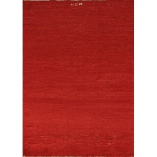 Red Gabbeh Rug Hand-Knotted Oriental Wool Carpet - 3'9" x 5'8" - Bed ...