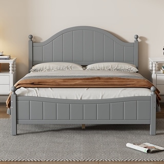 Full Size Concise Style Black Solid Wood Platform Bed Frame, Gray - Bed ...